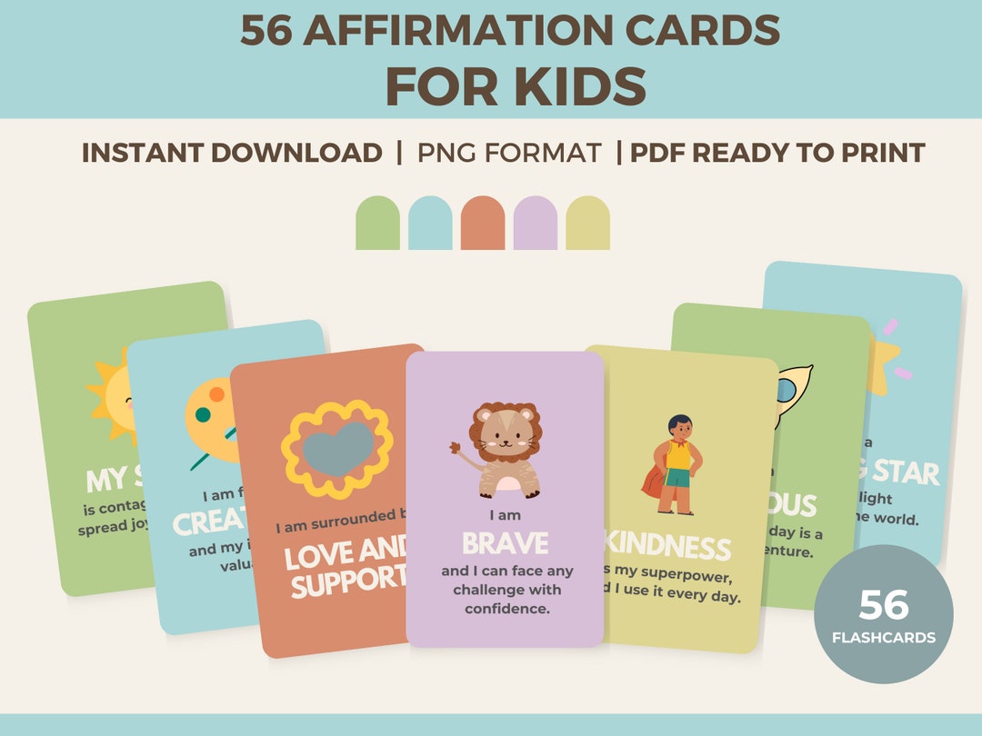 Kids Affirmation Cards Printable, Kindergarten Affirmation, Children ...