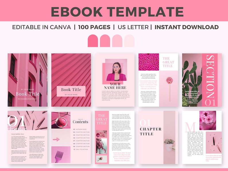 Editable Ebook Template Pink Canva | Life Coach Workbook Template, Lead ...