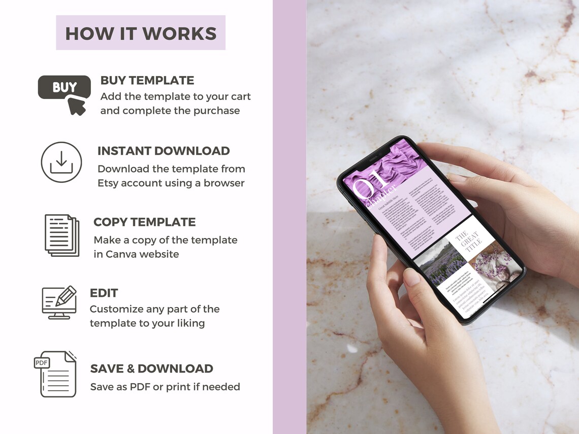 Purple Ebook Template Canva: 100 Page Workbook, Lead Magnet (US Letter ...