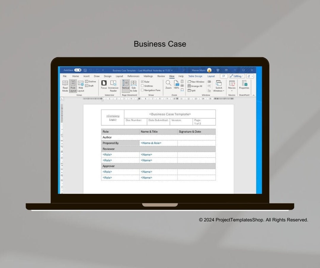 Project Business Case Word & Powerpoint Template MS Word Template MS ...