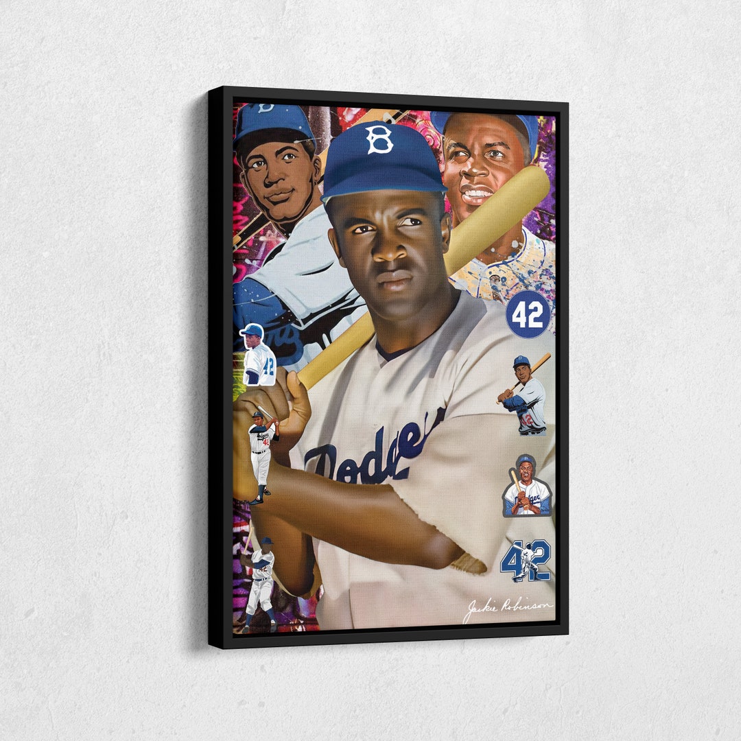 Jackie Robinson Poster Brooklyn Dodgers MLB Pop Art Canvas Wall Art ...