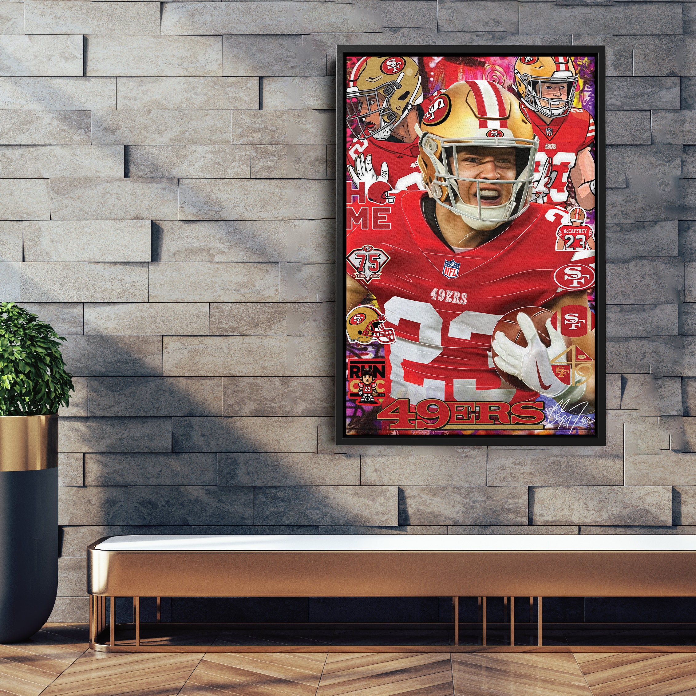 Christian Mccaffrey Poster San Francisco 49ers NFL Pop Art Canvas Wall ...