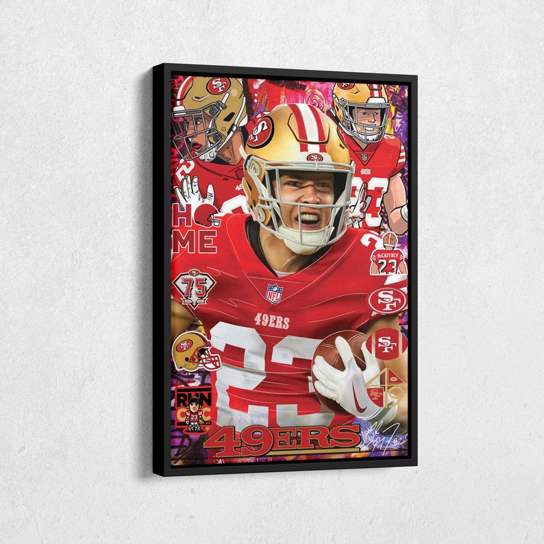 Christian Mccaffrey Poster San Francisco 49ers NFL Pop Art Canvas Wall ...