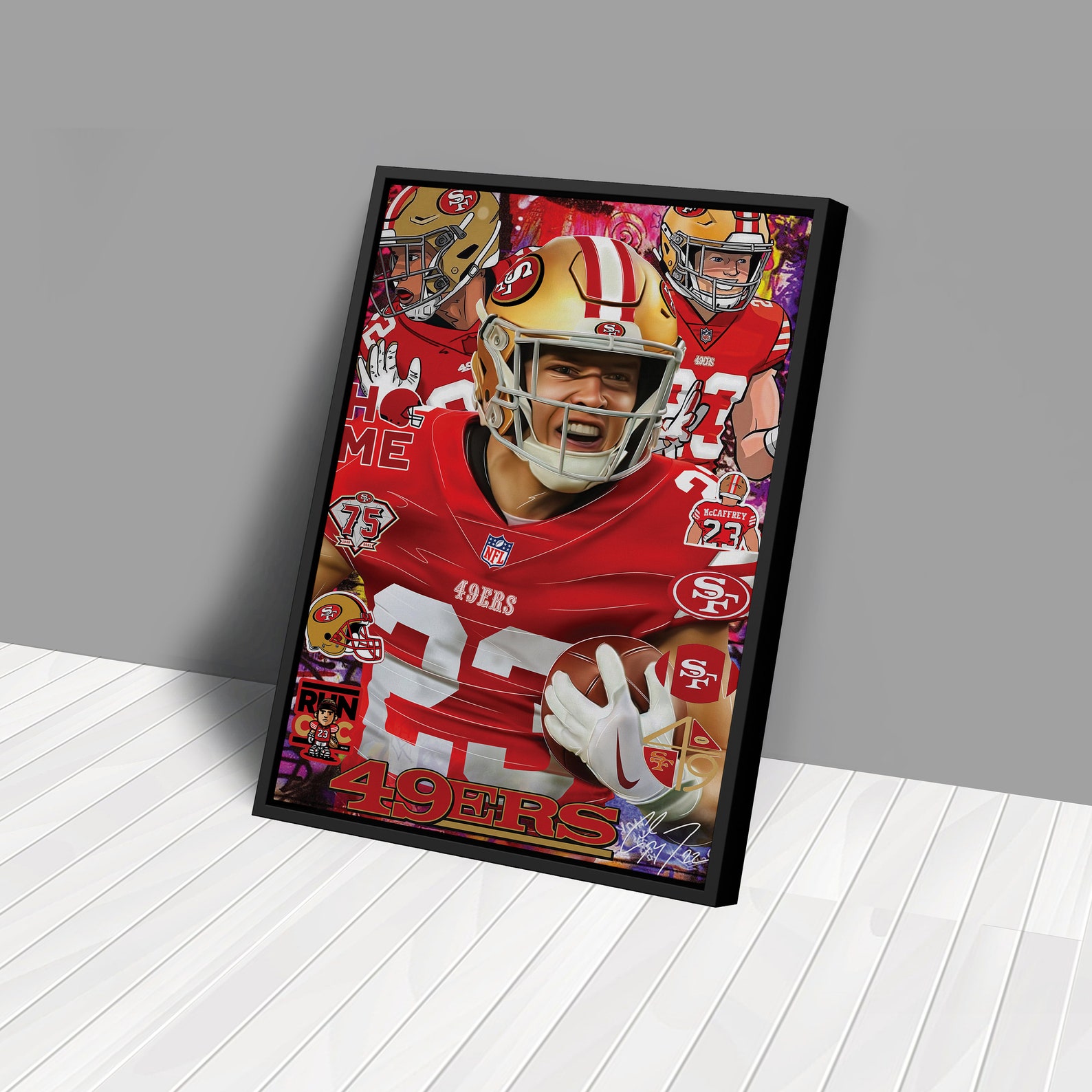 Christian Mccaffrey Poster San Francisco 49ers NFL Pop Art Canvas Wall ...