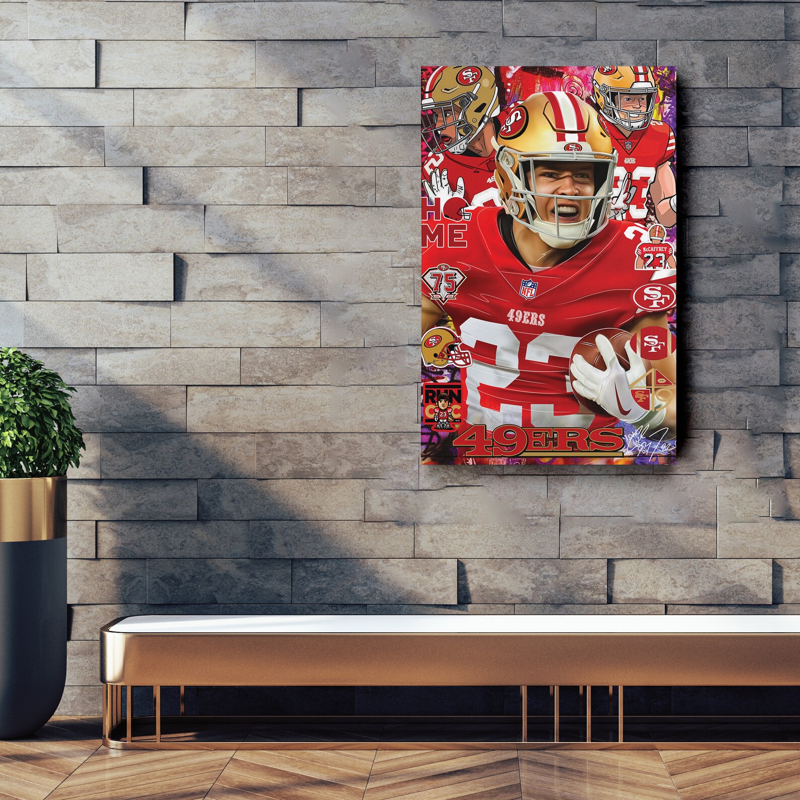 Christian Mccaffrey Poster San Francisco 49ers NFL Pop Art Canvas Wall ...