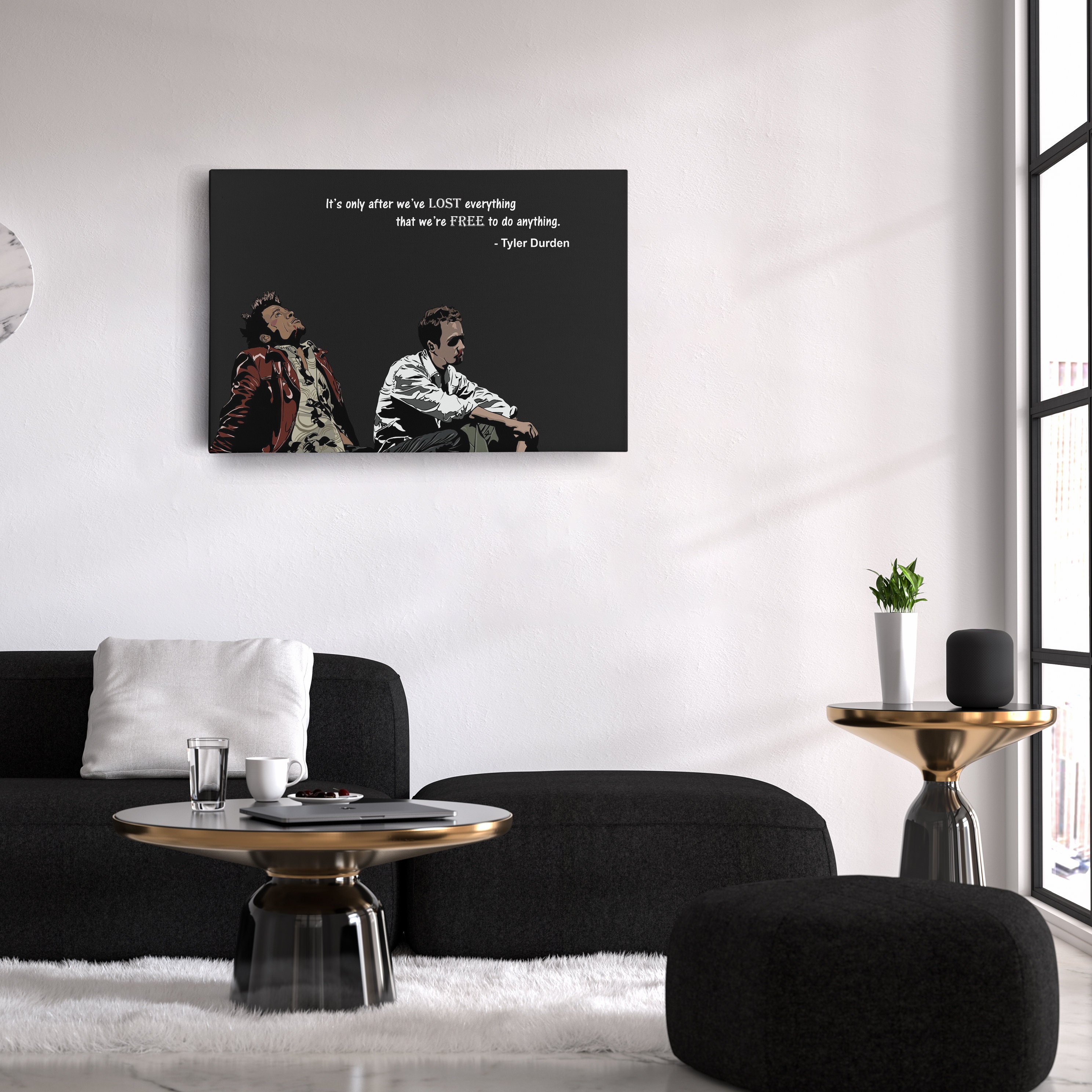 Fight Club Movie Poster With Text Tyler Durden Wall Art Canvas Print ...