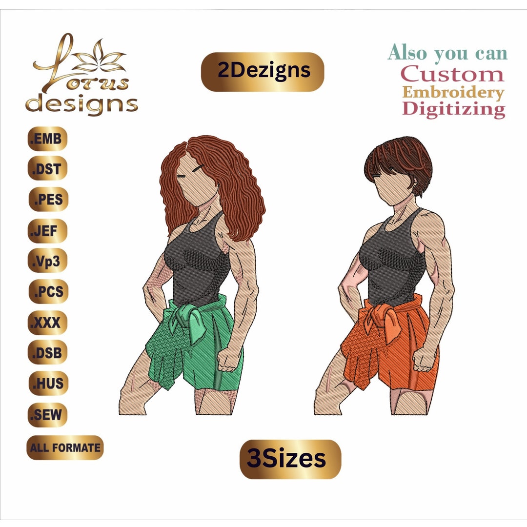 Anima Girl Embroidery Designs/2designs & 3size/ Cute Girl Machine ...