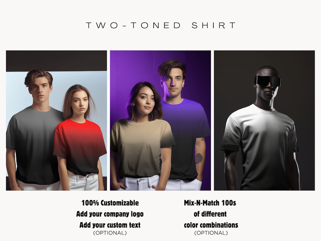 Two Color Shirt - Tan Beige Shirt - Half and Half Shirt - Faded Design ...