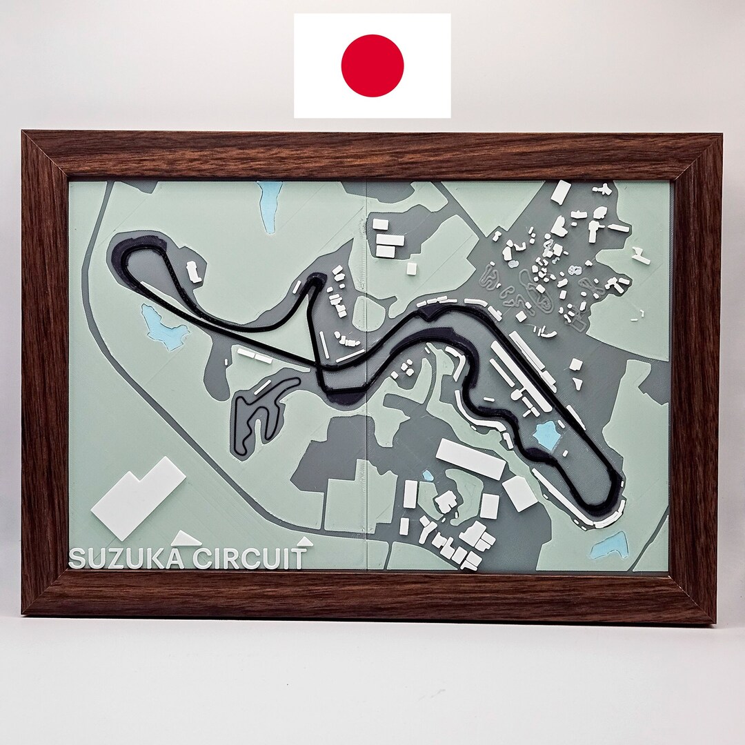SUZUKA CIRCUIT JAPAN F1 Track 3D Printed Map Framed Custom Wall Art ...