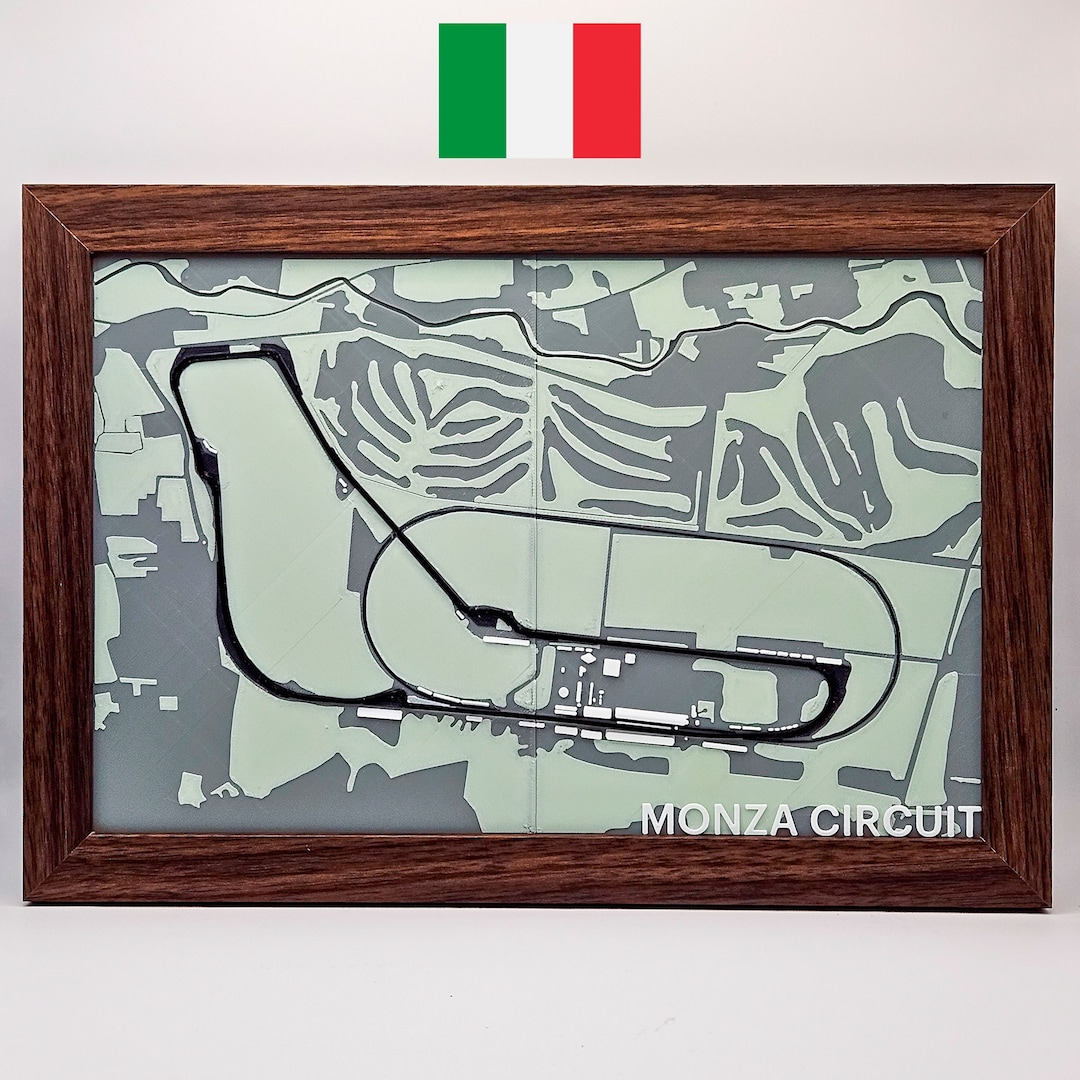 MONZA CIRCUIT ITALY F1 Track 3D Printed Framed Custom Wall Art 13x9 Eco ...