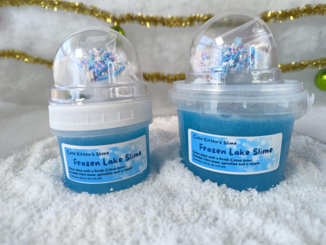 Frozen Lake Slime Kit, Clear Blue Glitter Slime With Fake Snow and ...
