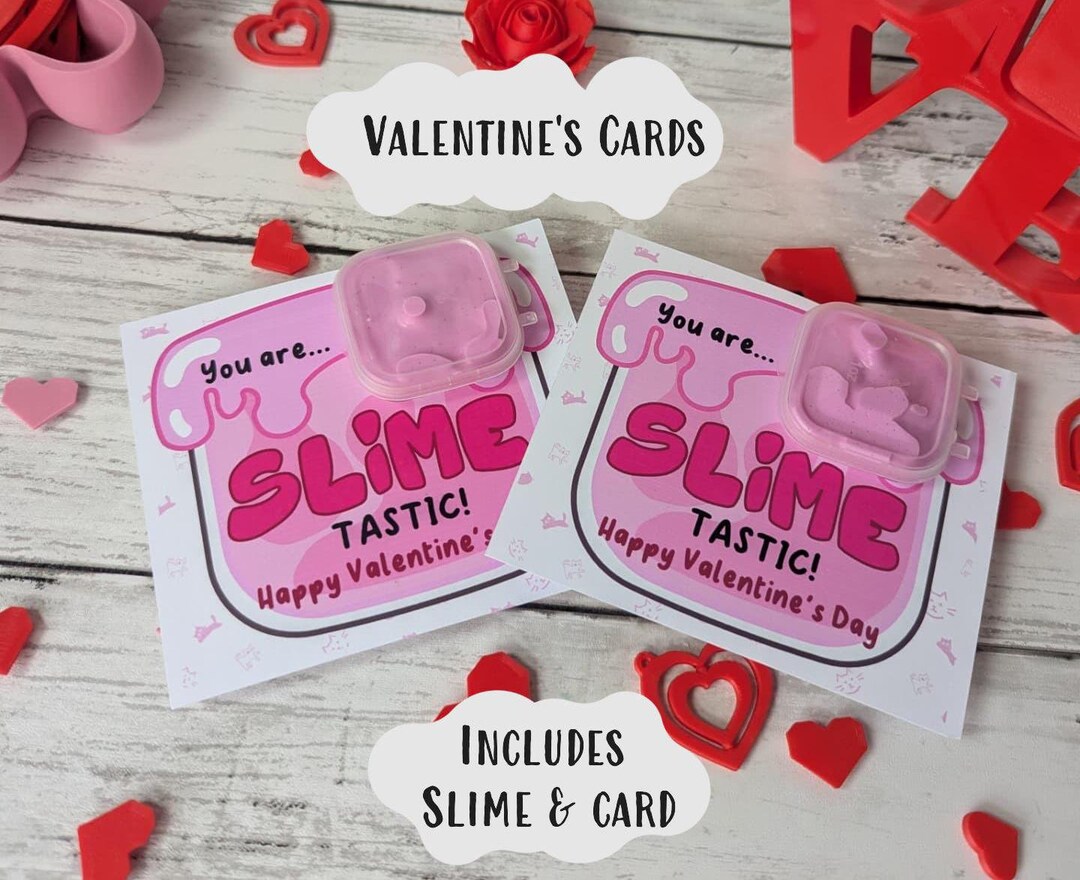 Personalized Slime Valentine's Day Cards for Kids, Party Favors, School ...