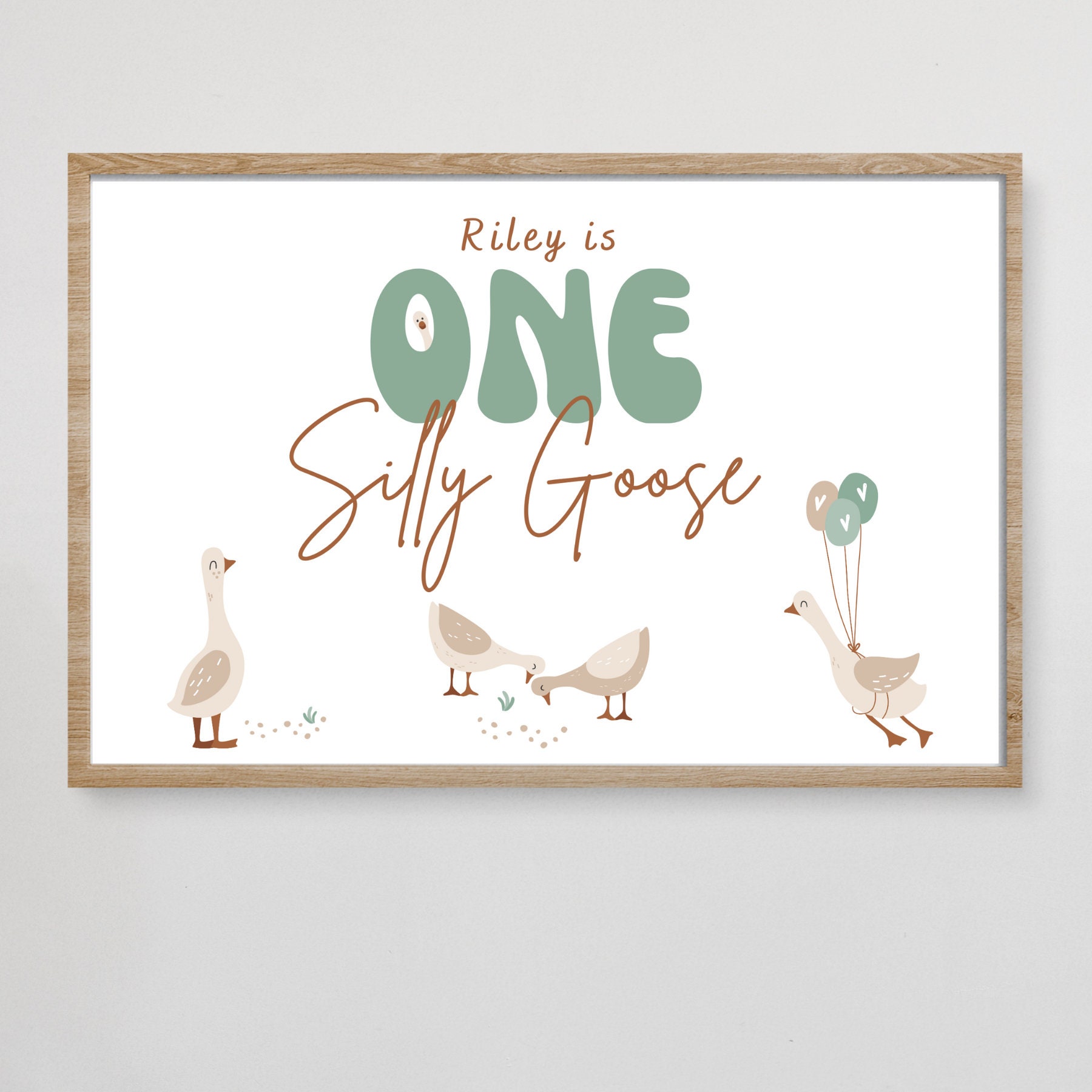 ONE Silly Goose Birthday Poster, Silly Goose Birthday Template, ONE ...