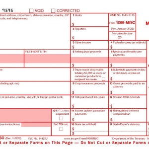 1099-MISC/1096 IRS Copy A - 2023 Form Print Template for Word and PDF ...