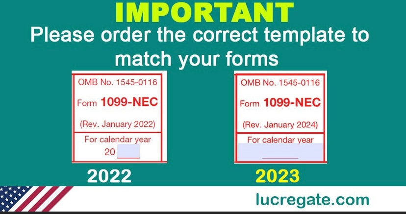 2023 1099-NEC Form 3-per-page Print Template for Word or PDF, 2023 Tax ...