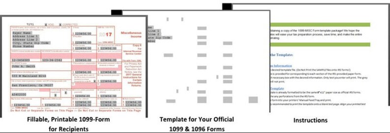 2023 1099-NEC Form 3-per-page Print Template for Word or PDF, 2023 Tax ...
