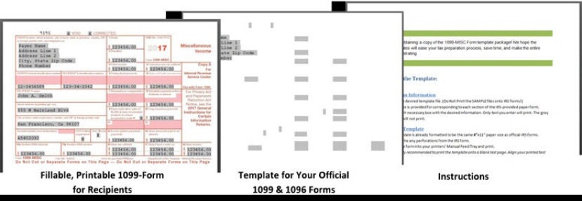 1099-MISC/1096 IRS Copy A - 2023 Form Print Template for Word and PDF ...