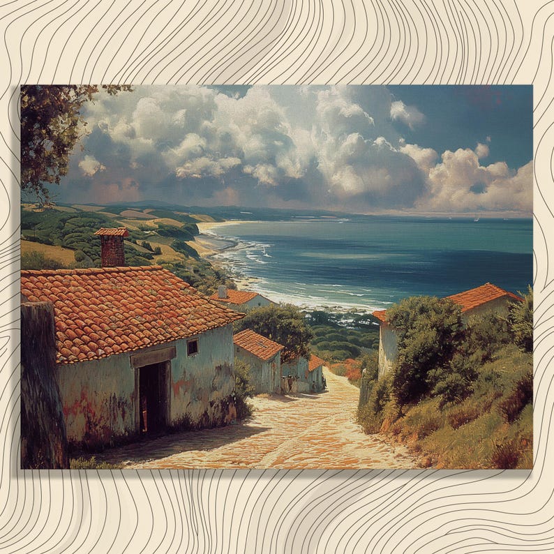 Portugal Canvas Wall Art: Beautiful European Landscape Vibrant and Grey ...