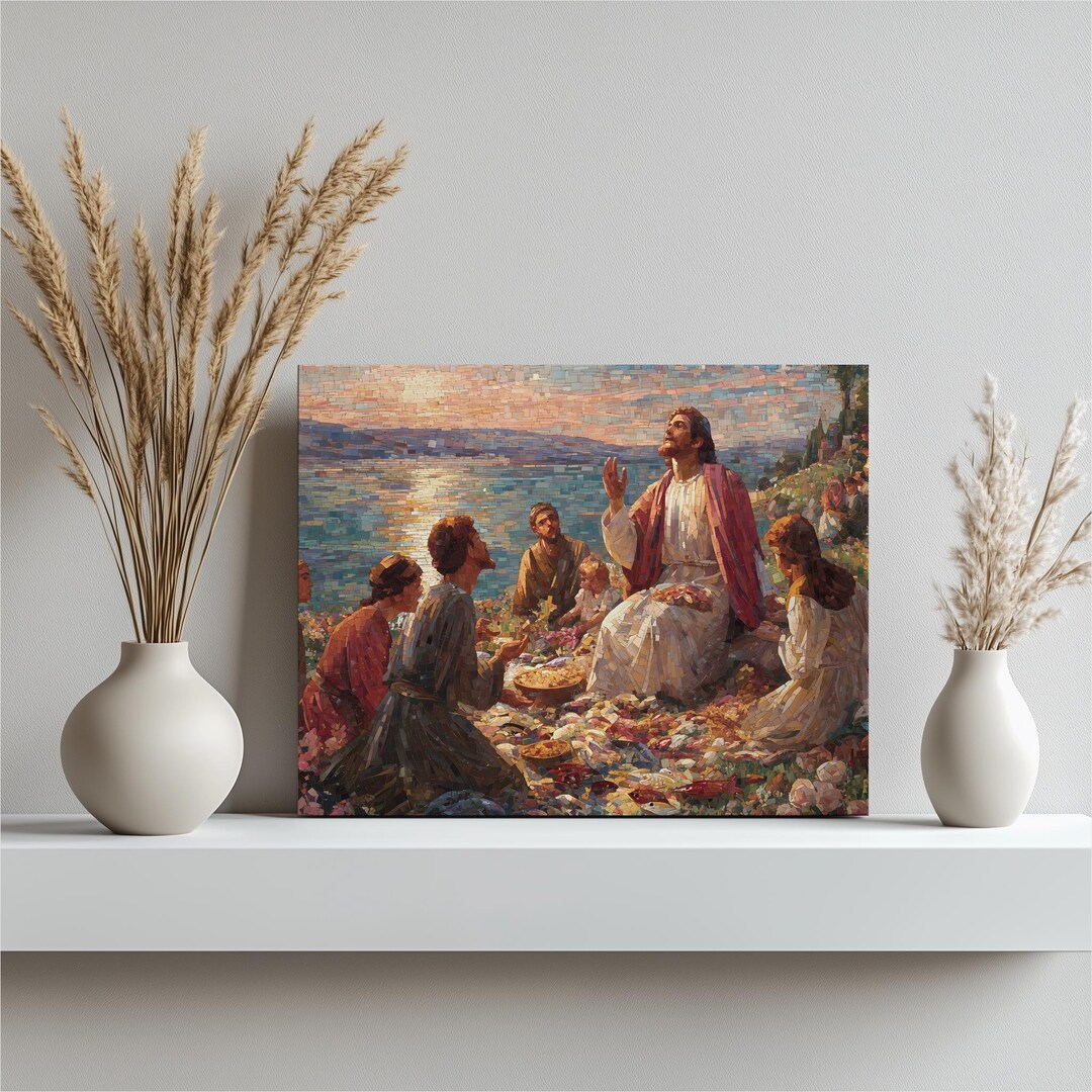 Jesus Disciples Sunset Canvas Wall Art - Byzantine Mosaic Biblical ...