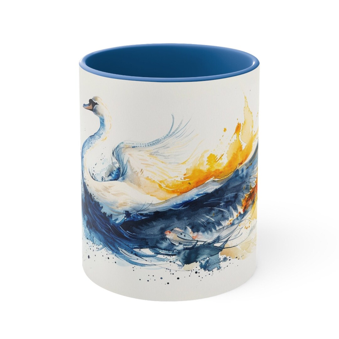 Blue Yellow Swan Mug | Animal Lover, Coffee Mug, Tea Mug, Nature ...