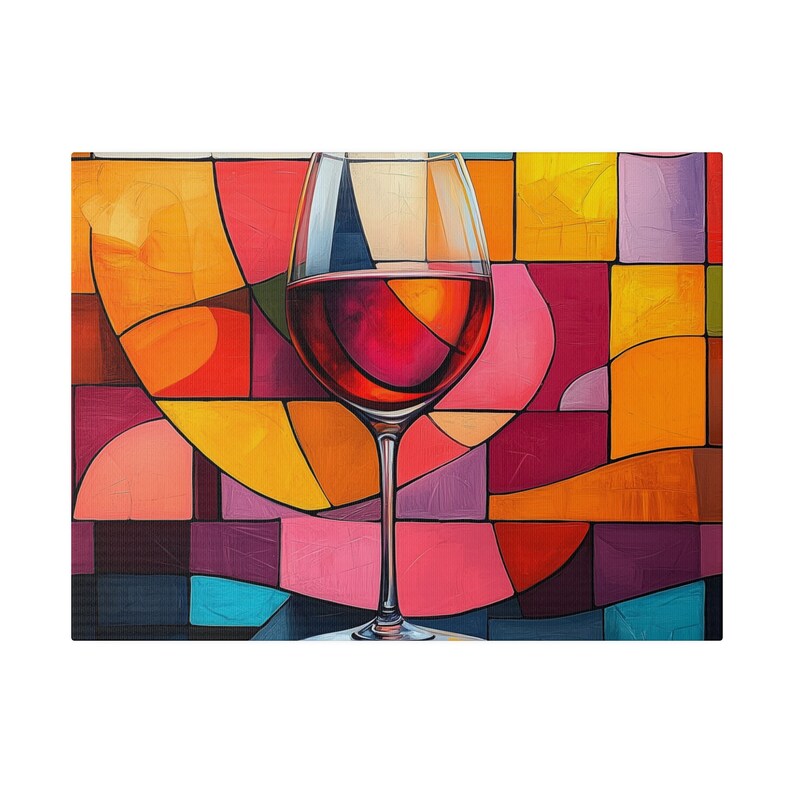 Abstract Art Canvas Wall Art, Modern Wine Glass Painting Geometric Home ...