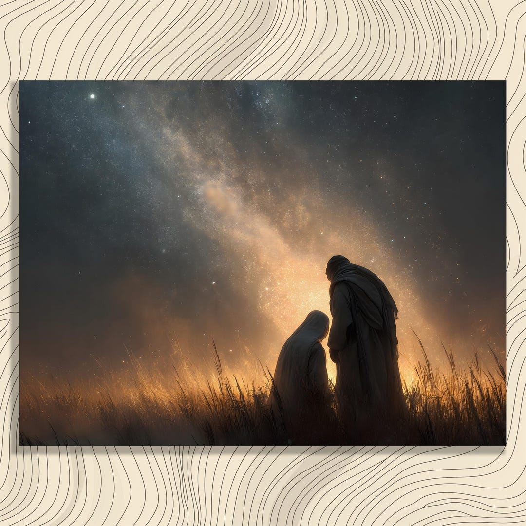 Mystical Starry Night Canvas Wall Art – Surreal Fantasy Artwork Print ...