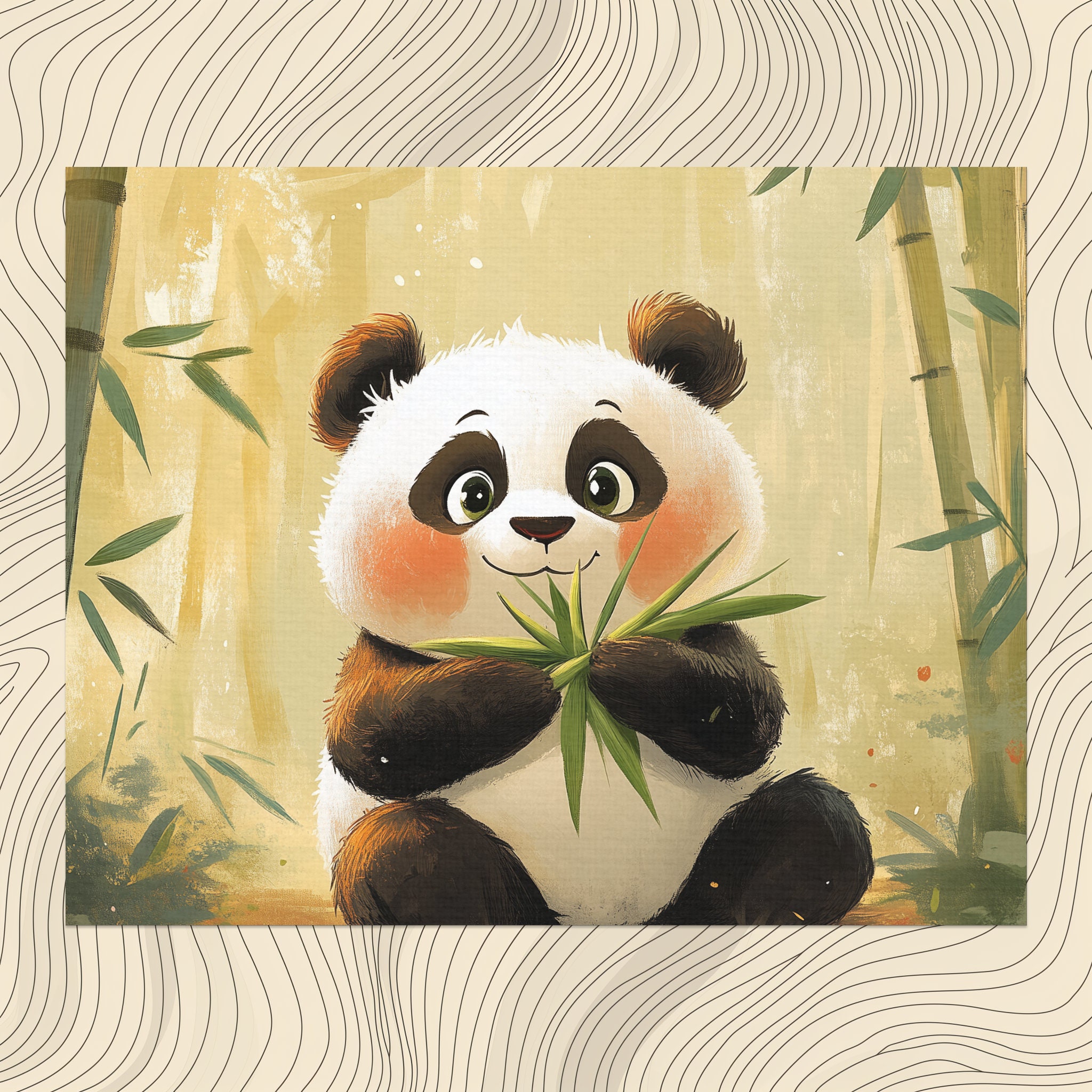 Playful Panda Bear Canvas Wall Art, Cute Artwork for Kids Room ...