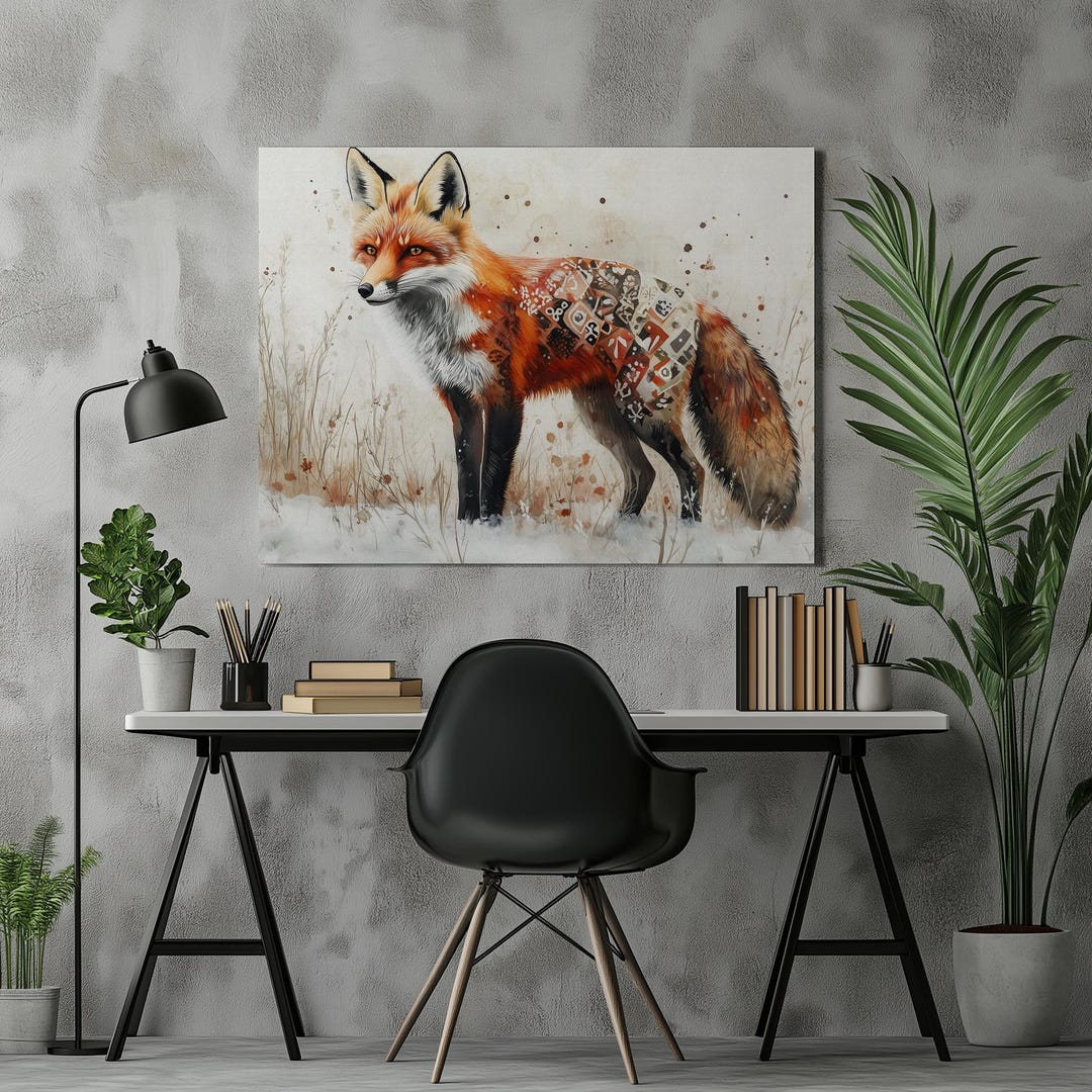 Red Fox Canvas Wall Art, Beautiful Watercolor Painting of a Red Fox ...
