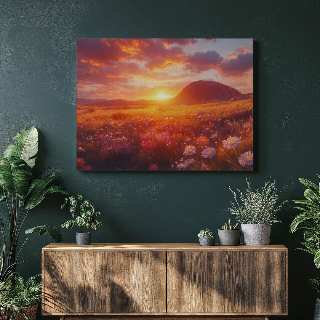 Australian Outback Canvas Wall Art, Uluru Sunset Print Desert Landscape ...
