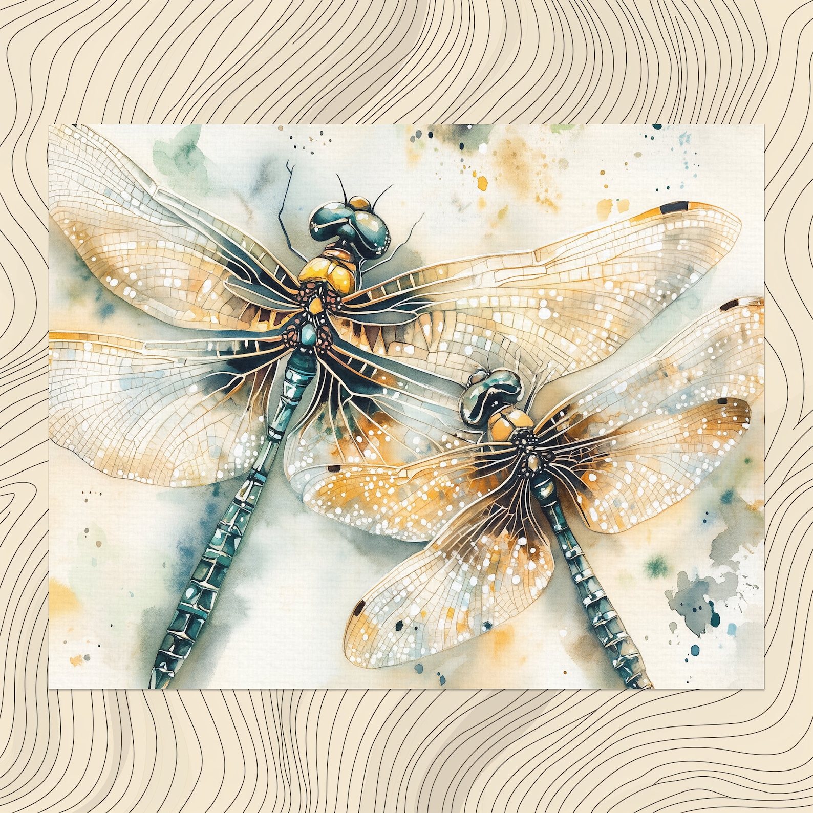 Dragonfly Canvas Wall Art, Watercolor Painting Nature Home Decor Living ...
