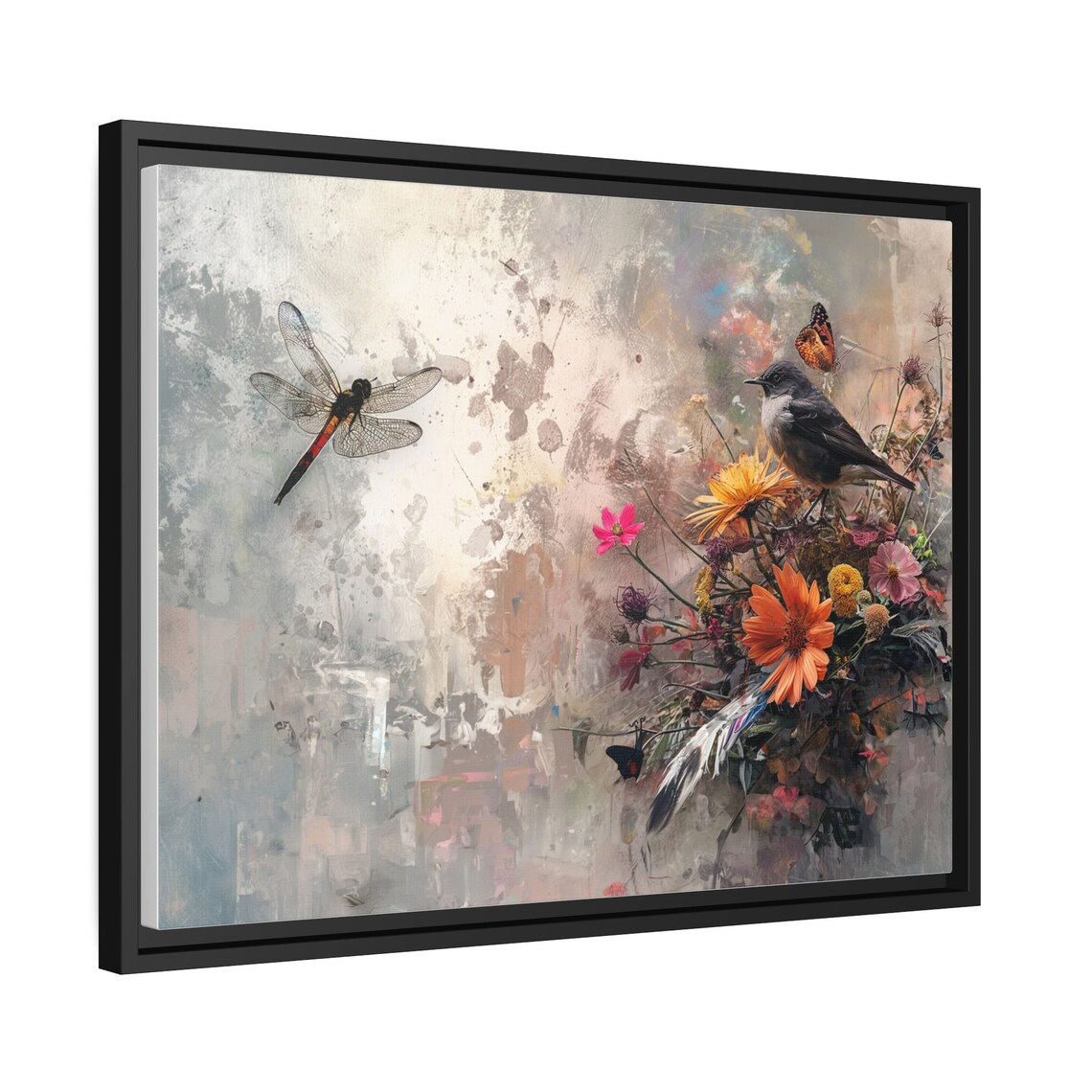 Dragonfly Canvas Wall Art, Breathtaking Vivid Insect Office Painting ...