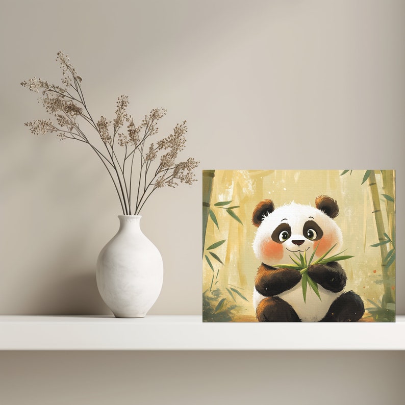 Playful Panda Bear Canvas Wall Art, Cute Artwork for Kids Room ...