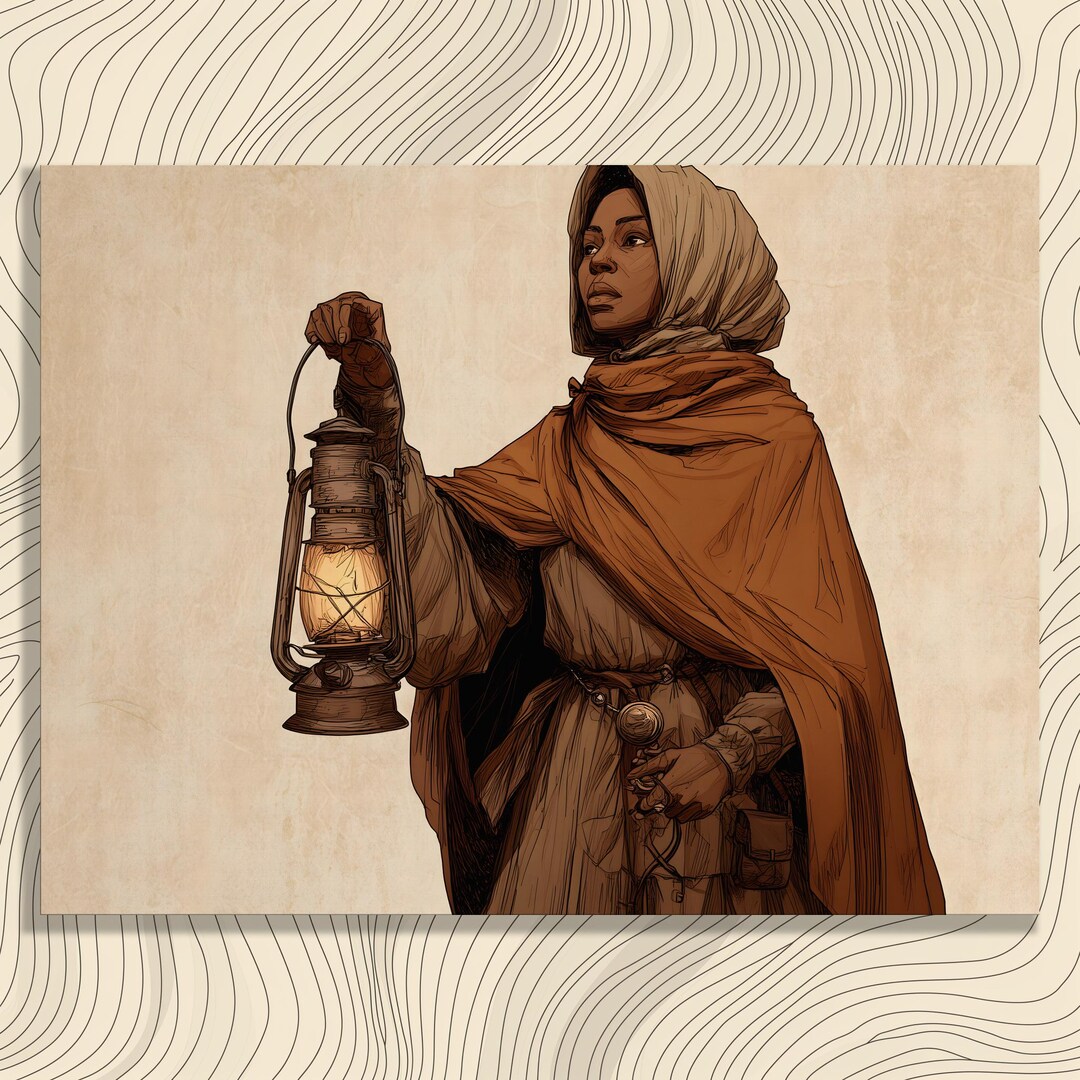 Medieval Traveler Lantern Canvas Wall Art - Vintage Sepia Wanderer ...