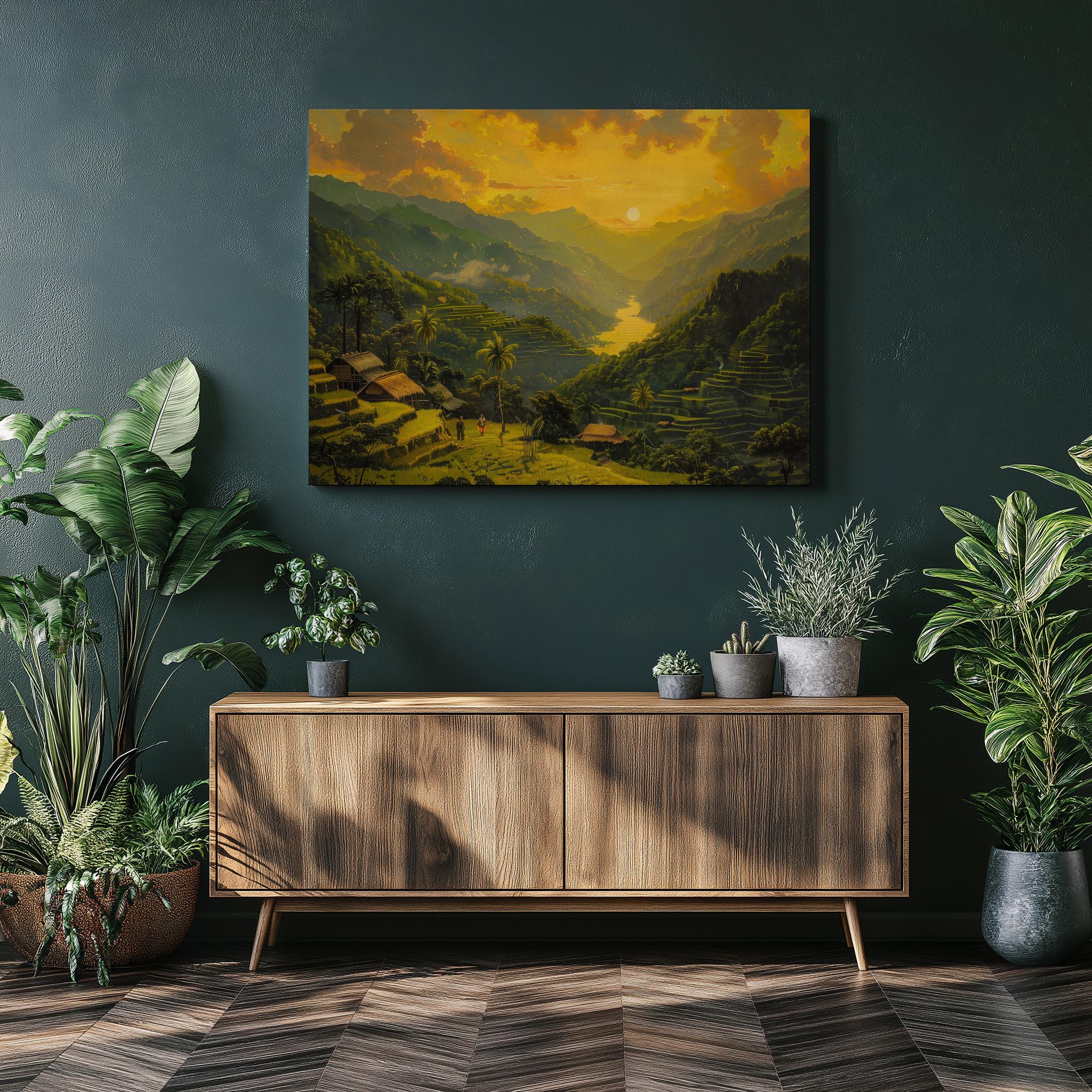 Philippines Canvas Wall Art, Filipino Nostalgia Oil Painting Banaue ...