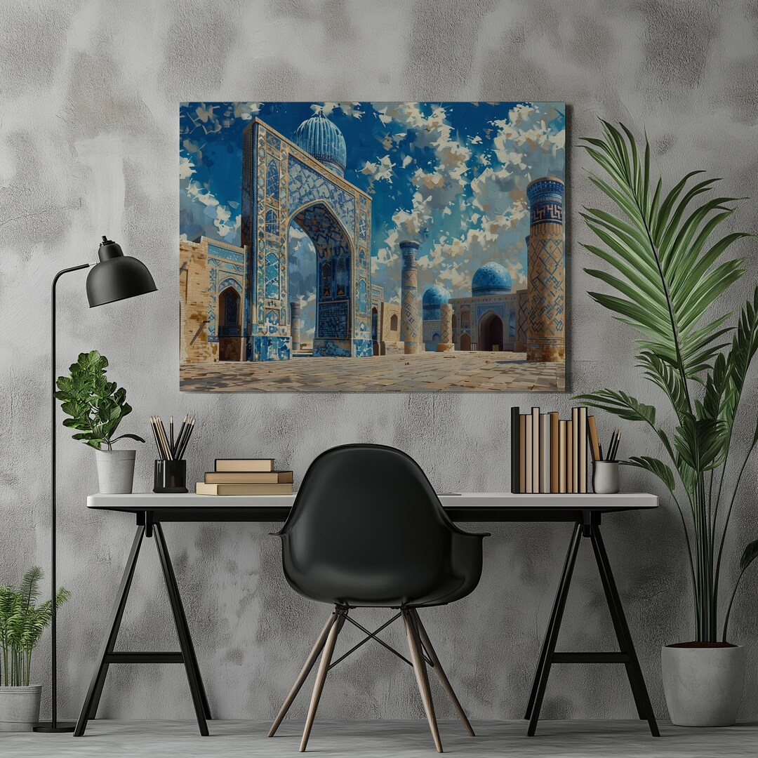 Uzbekistan Canvas Wall Art, Hand Painted Traditional Uzbek Ceramics ...