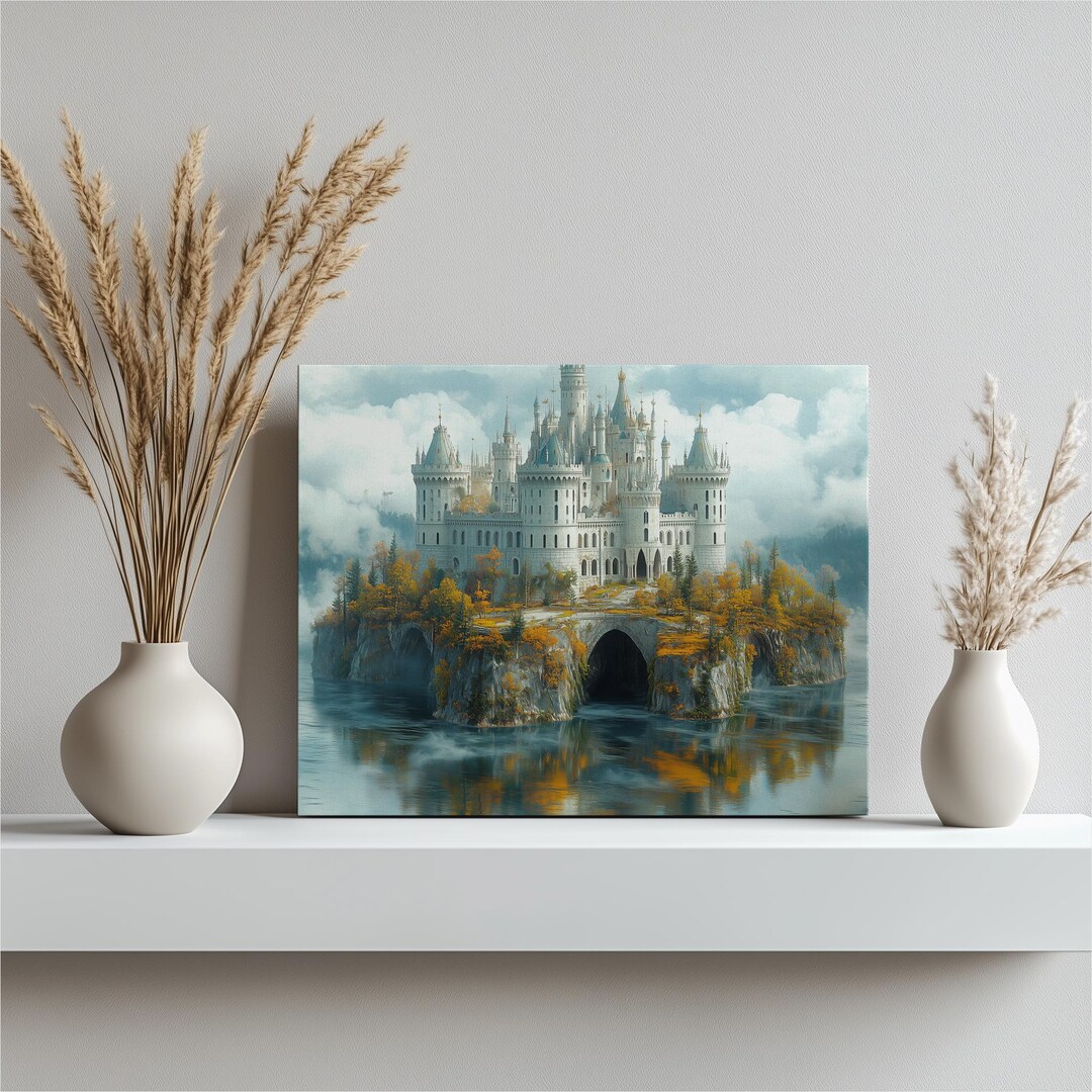 Phantom Castle Canvas Wall Art, Surreal Homes Living Room Decoration ...