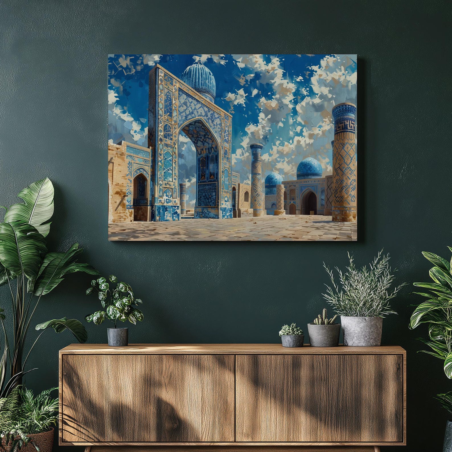 Uzbekistan Canvas Wall Art, Hand Painted Traditional Uzbek Ceramics ...
