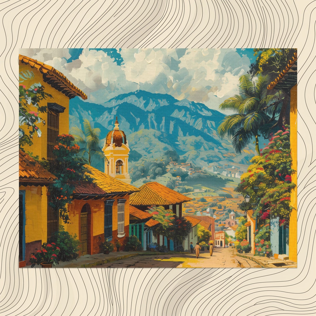 Colombia Canvas Wall Art Vibrant Scenery, Detailed Oil Paint, High ...