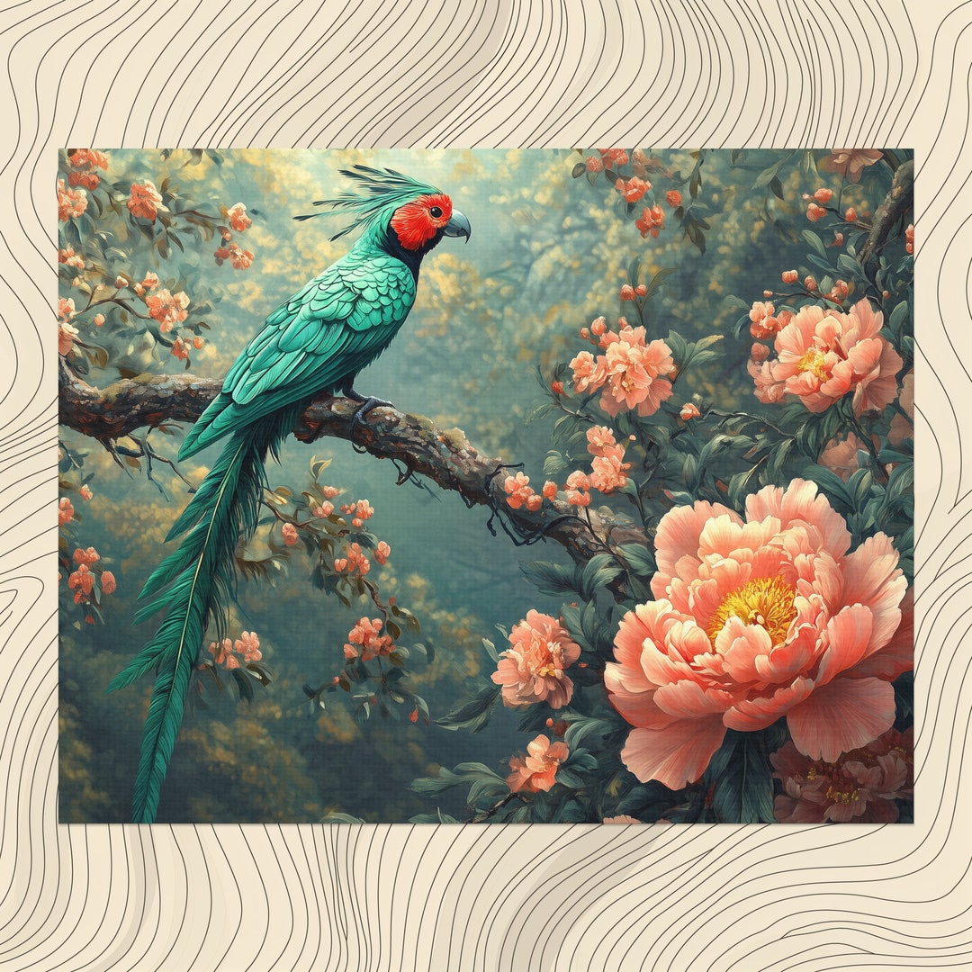 Resplendent Quetzal Canvas Wall Art, Stunning Tropical Bird Decor ...