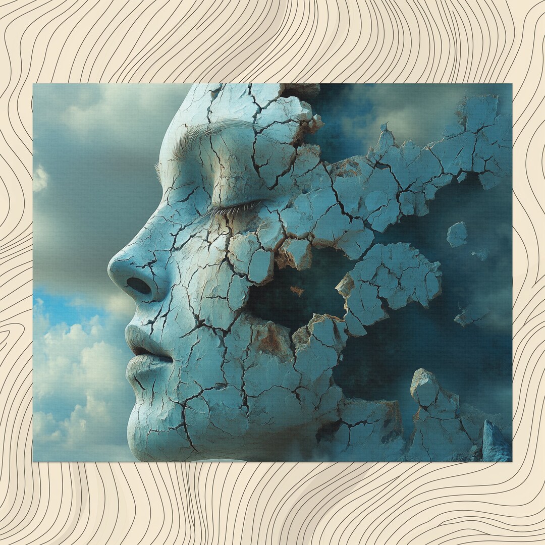 Shattered Reality Canvas Wall Art, Surreal Fractal Artwork for Modern ...