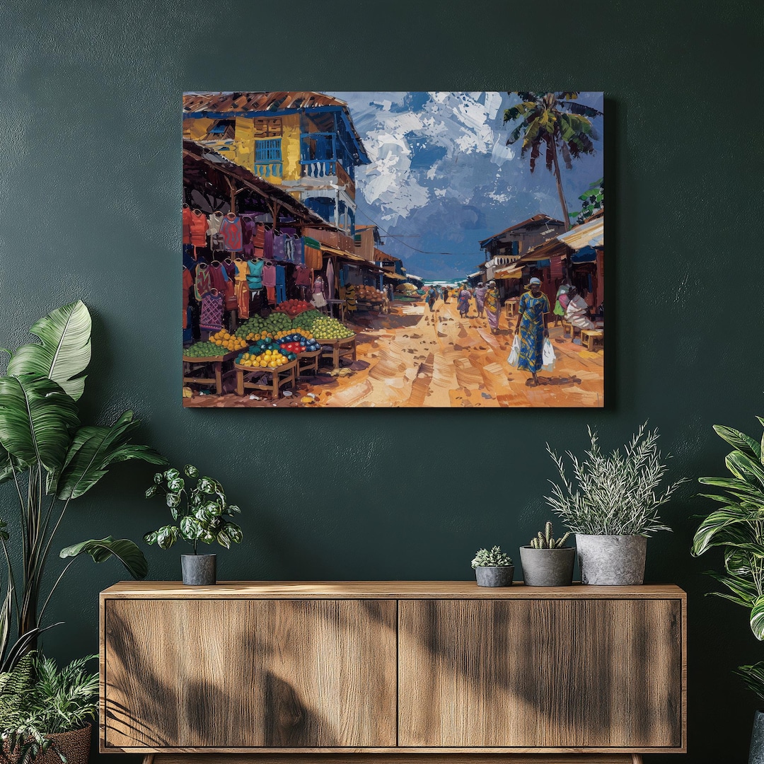 Ghana Canvas Wall Art, High Detail Oil Painting Decor, Kente Cloth ...