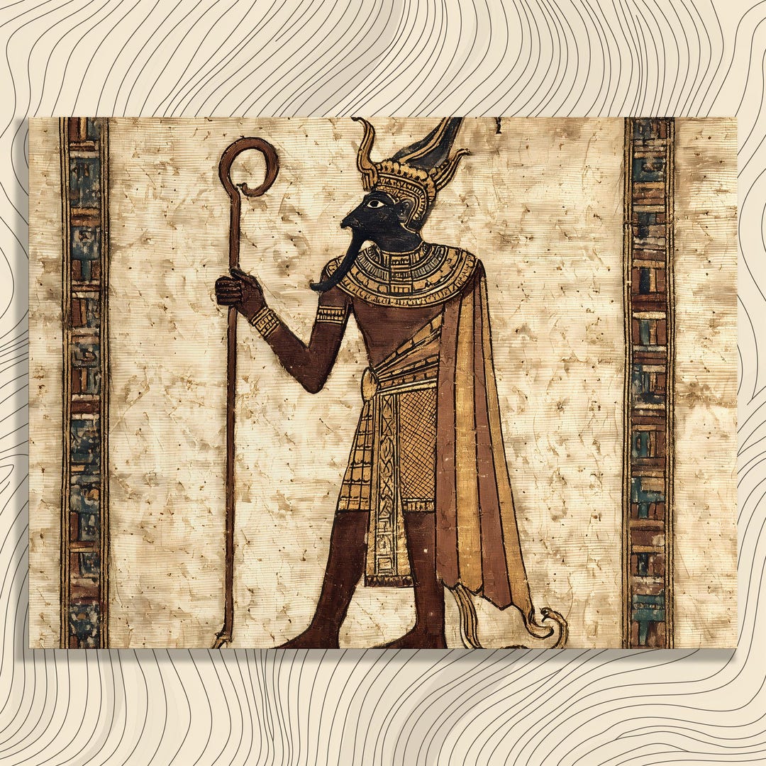 Ancient Egyptian Anubis Canvas Wall Art – Vintage Papyrus Painting ...