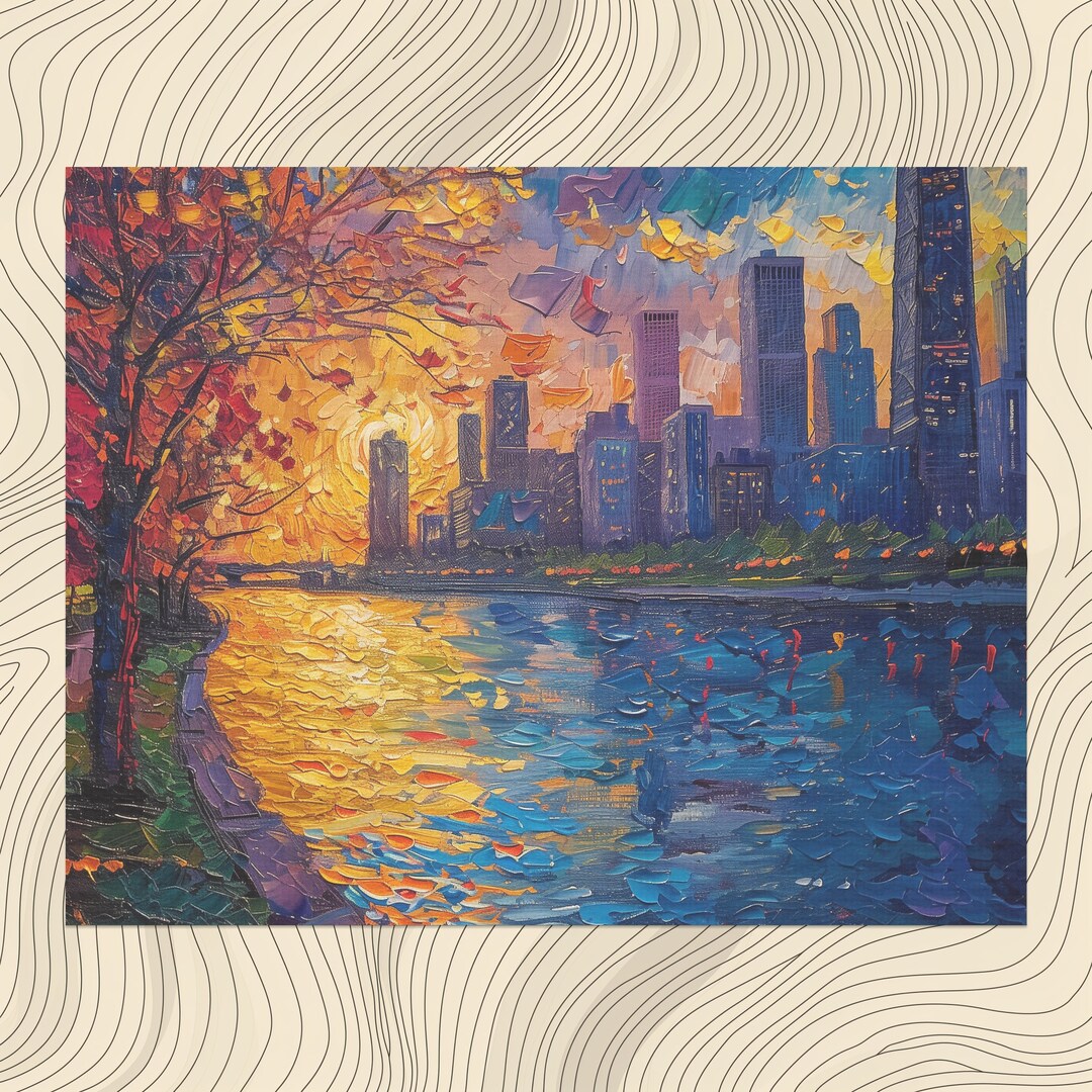 Chicago Canvas Wall Art, Stunning Cityscape Painting for Home Decor ...