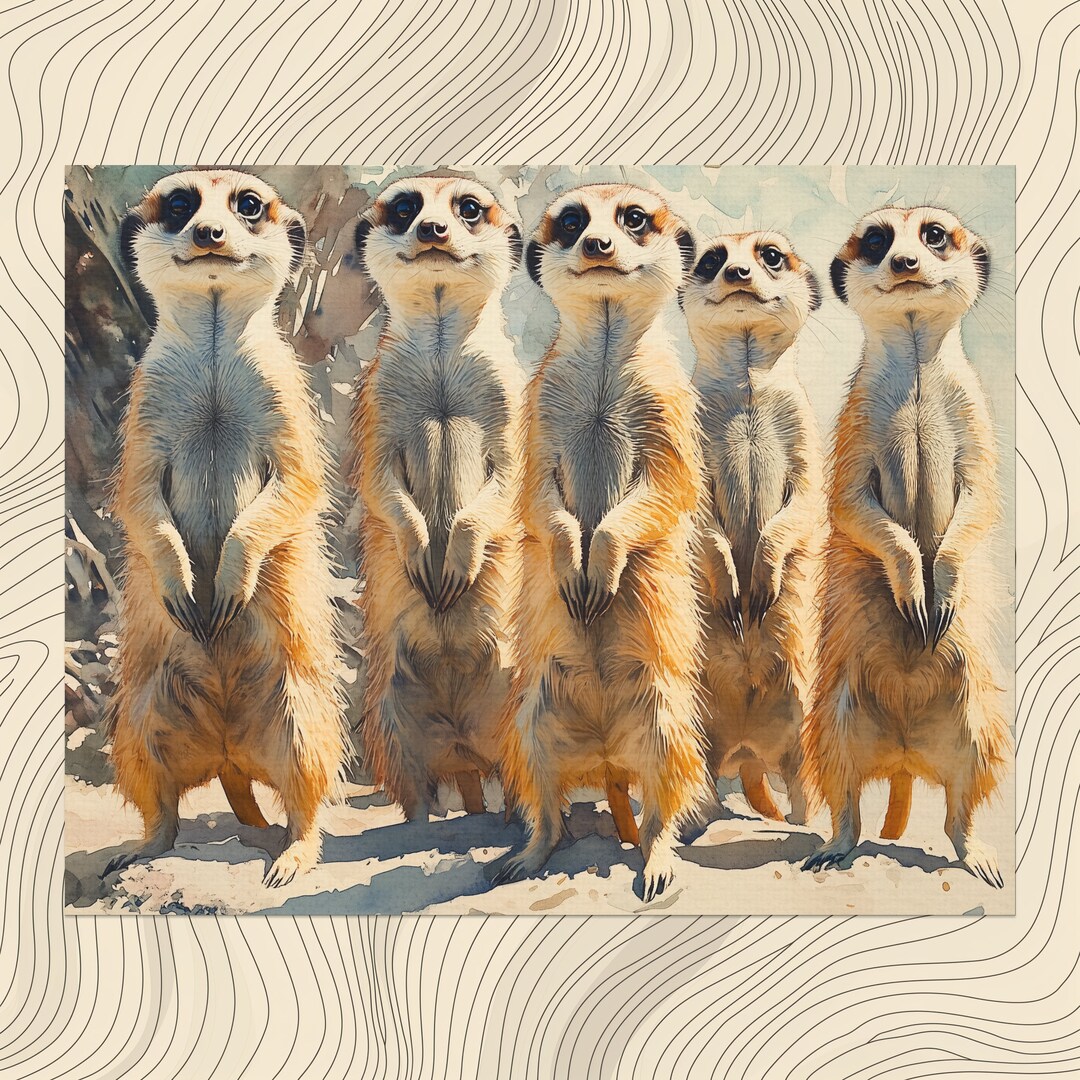 Meerkat Canvas Wall Art, Stunning Desert Scene Depicting Meerkats in ...