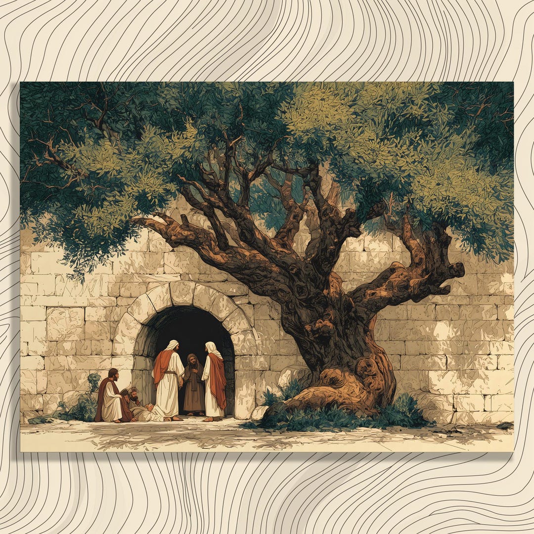 Dramatic Jesus Lazarus Canvas Wall Art – Bible Story Painting Christian ...