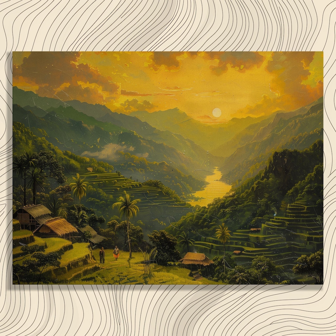 Philippines Canvas Wall Art, Filipino Nostalgia Oil Painting Banaue ...