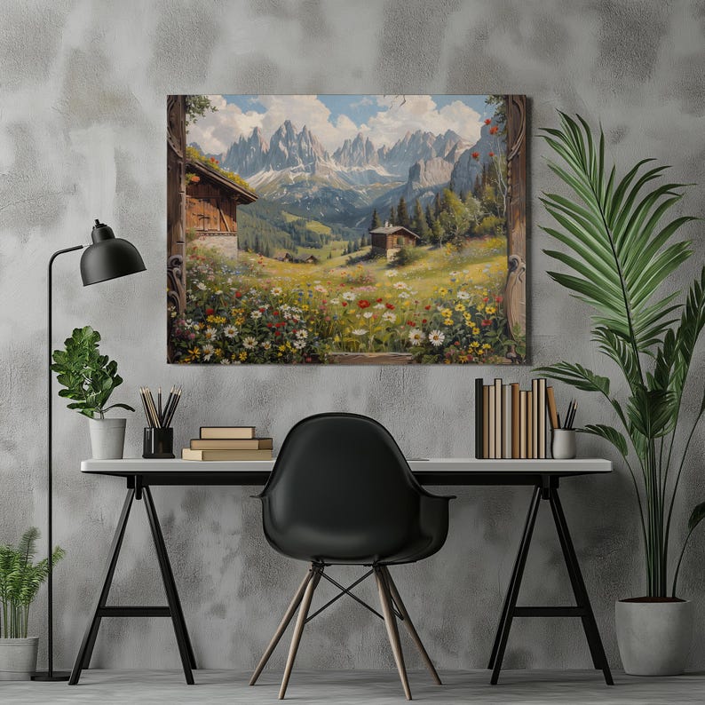 Dolomites Canvas Wall Art Italy Landscape Beautiful Meadows Traditional ...