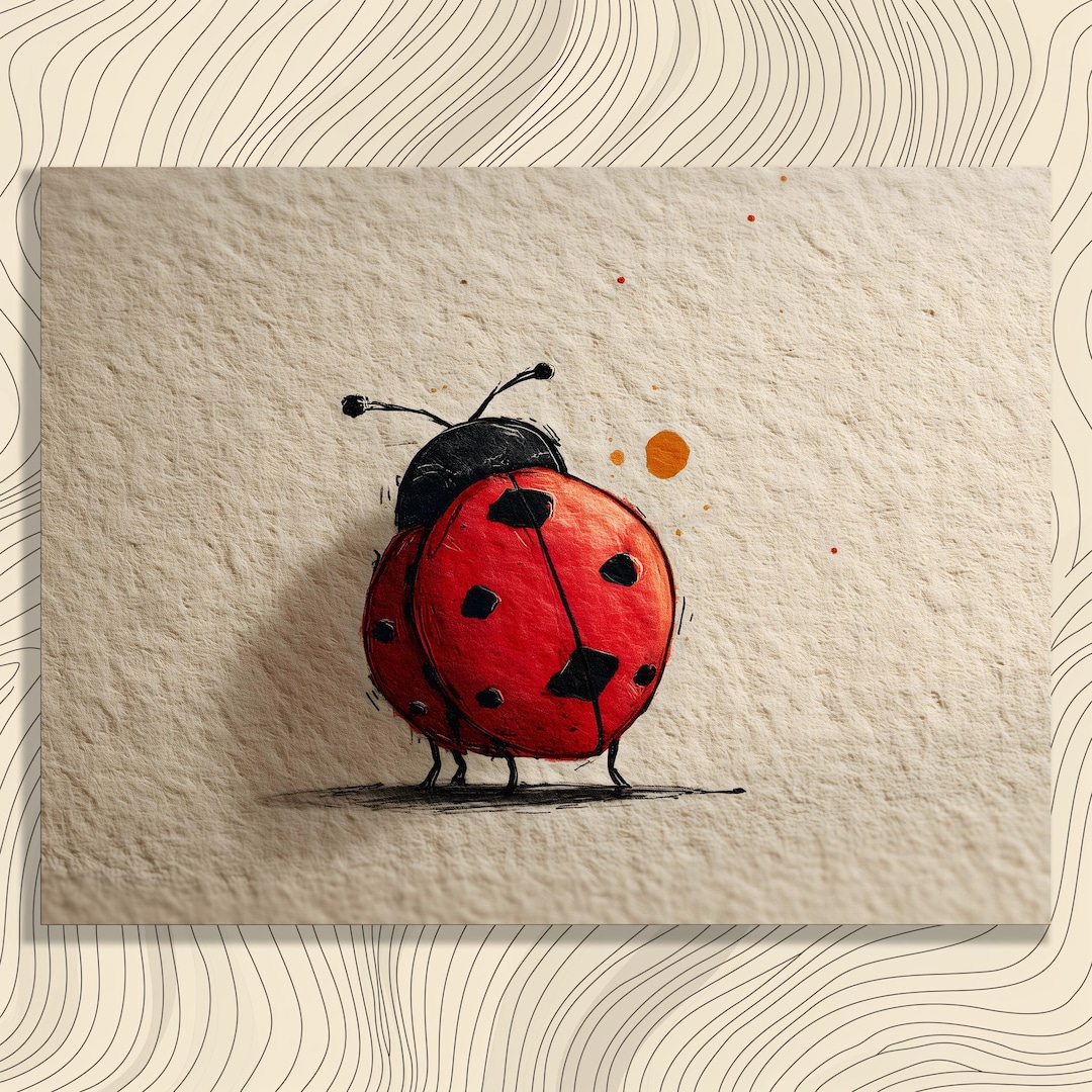 Whimsical Ladybug Canvas Wall Art – Cute Red and Black Beetle Print for ...