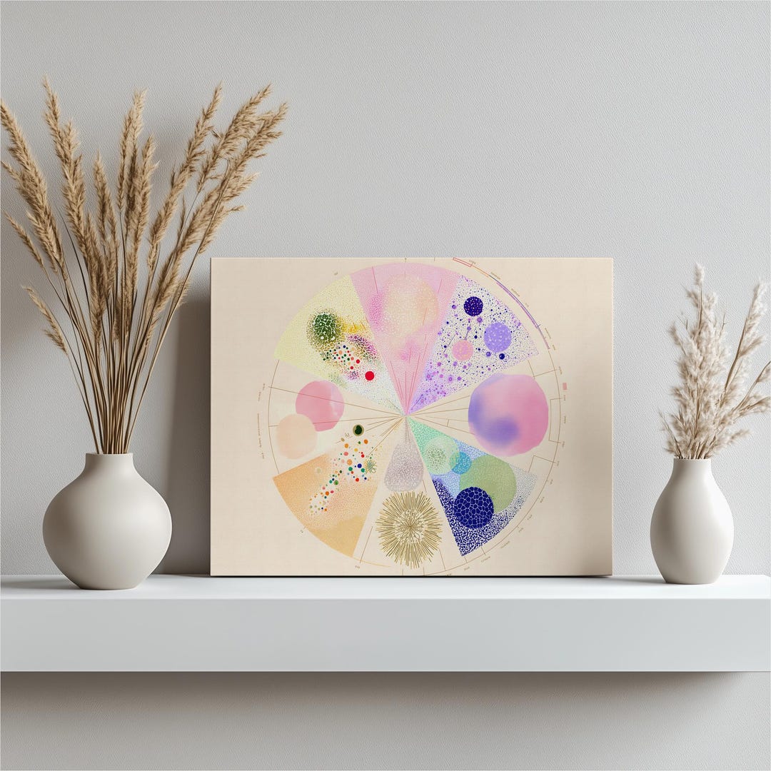 Pastel Color Wheel Canvas Wall Art – Abstract Geometric Chart Print for ...