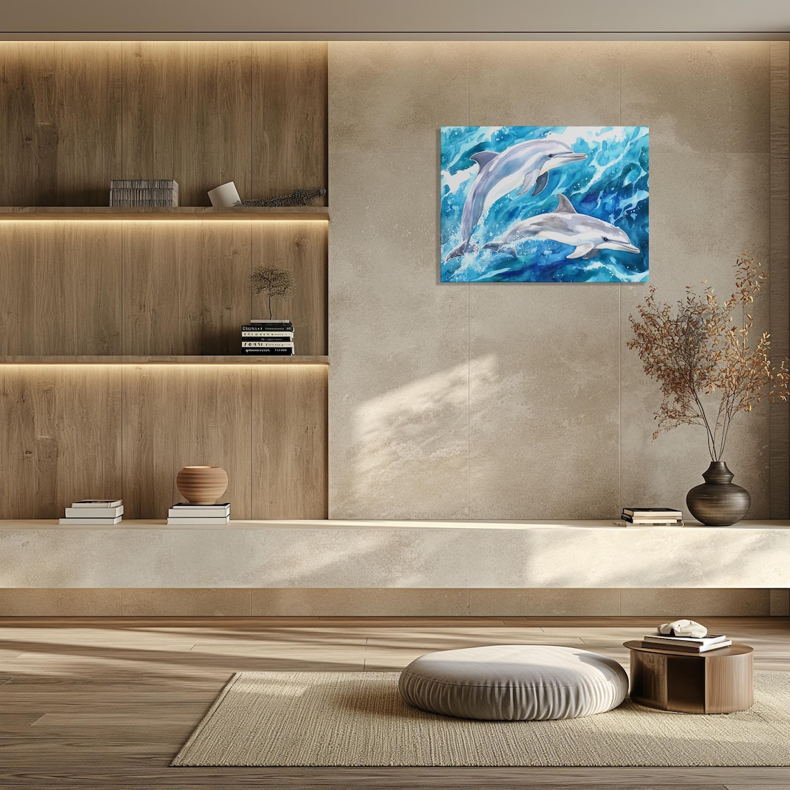 Dolphin Canvas Wall Art, Stunning Underwater Scene With Dolphins ...